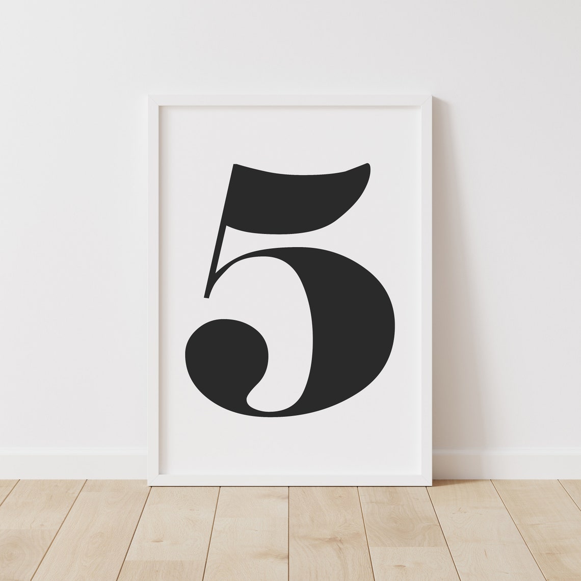 Big Number 5 - Instant Download Printable Wall Art - Black White ...