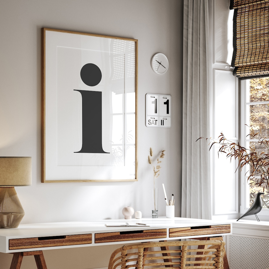 Big Initial Letter I - Instant Download Printable Wall Art - Black ...