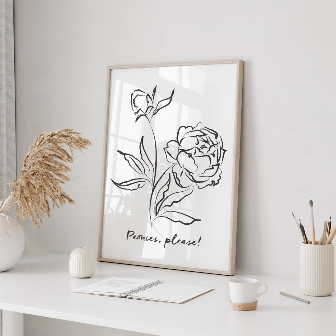 Peonies, Please! - Instant Download Printable Wall Art - Black and ...