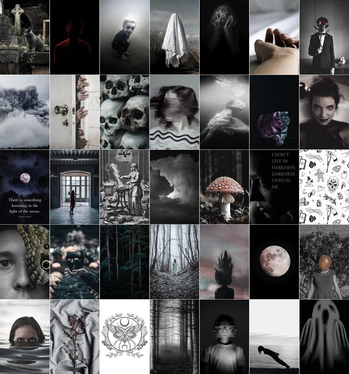 150pcs Creepy Goth Aesthetic Wall Collage Set, Witchy Haunted, Strange ...