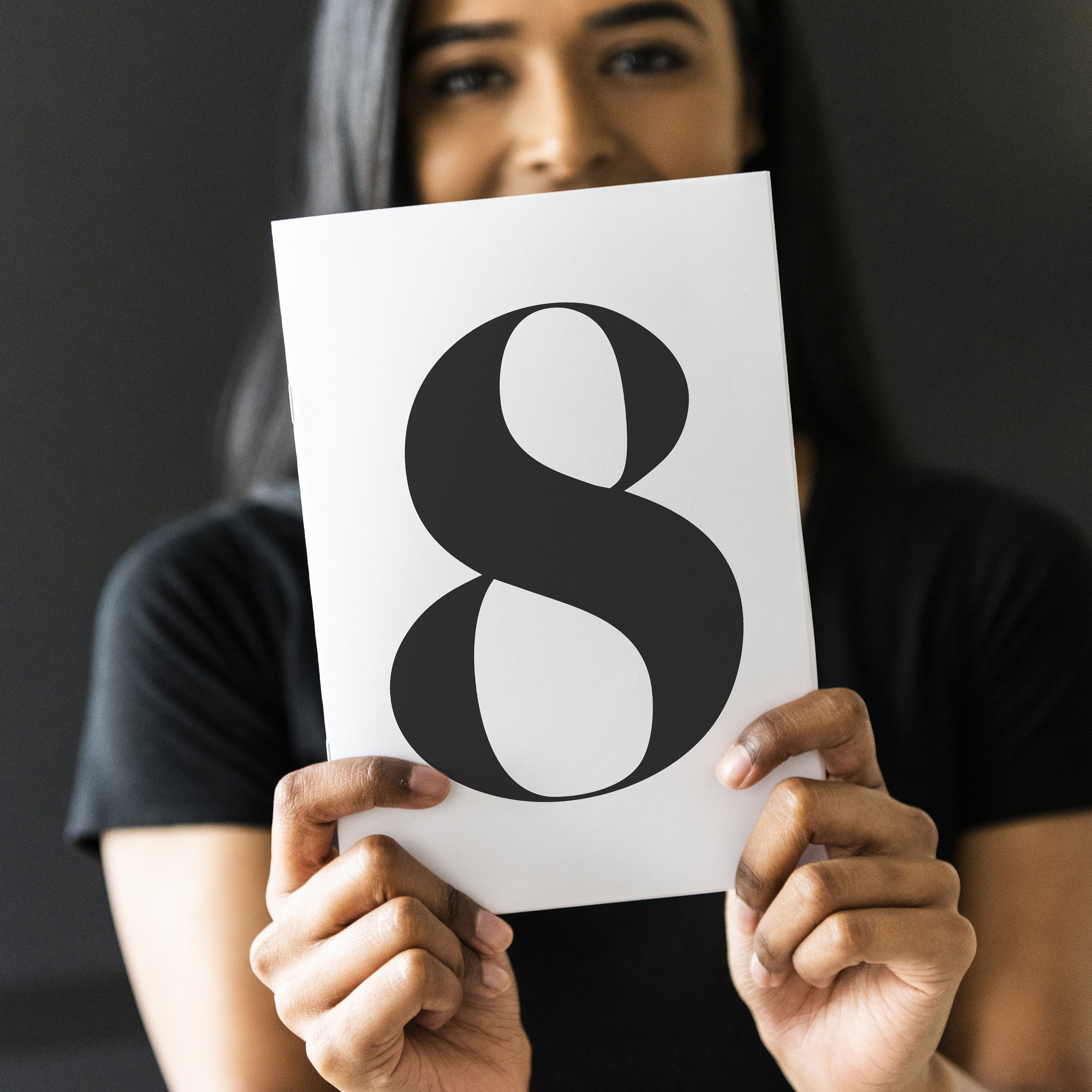 Big Number 8 - Instant Download Printable Wall Art - Black White ...