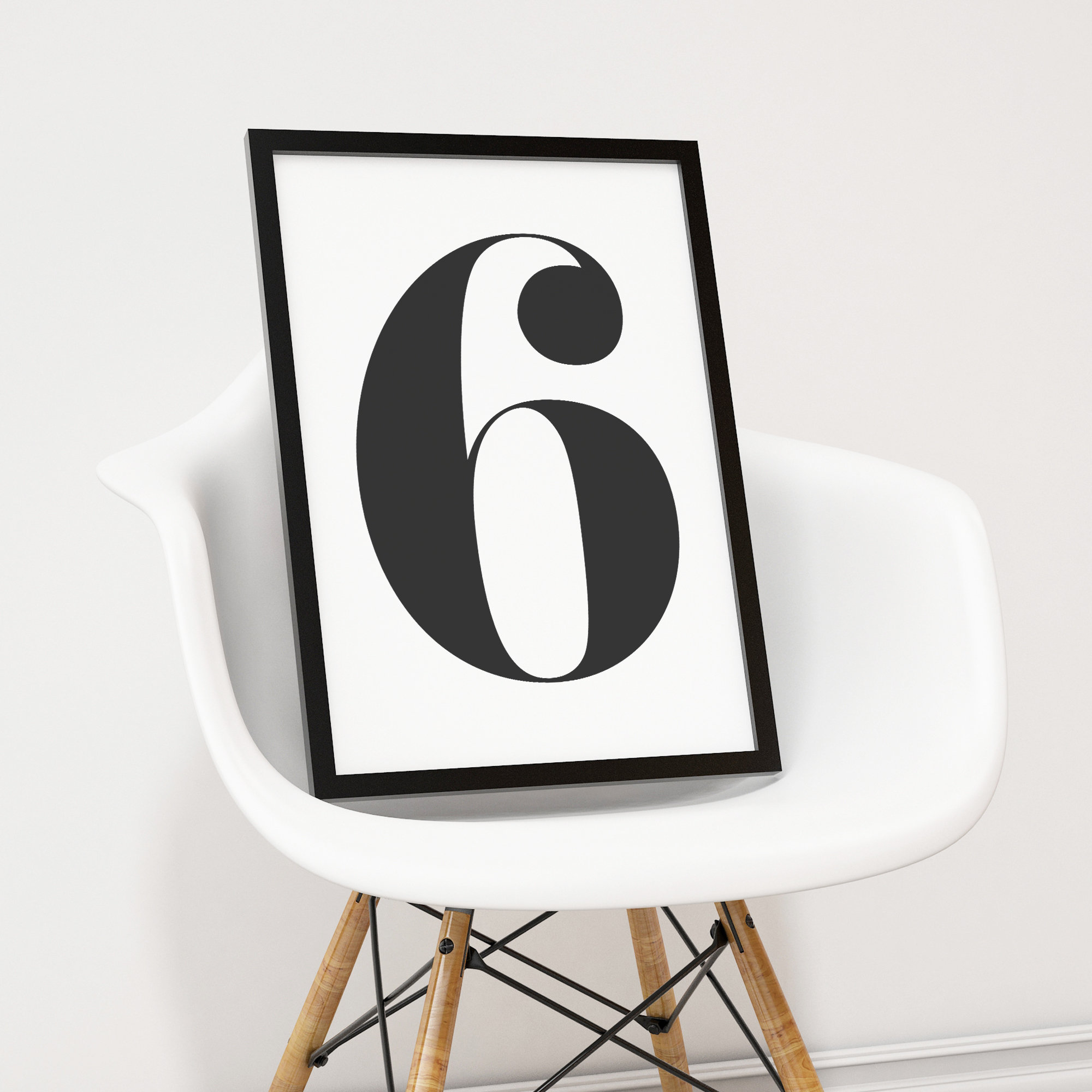 Big Number 6 Instant Download Printable Wall Art Black - Etsy