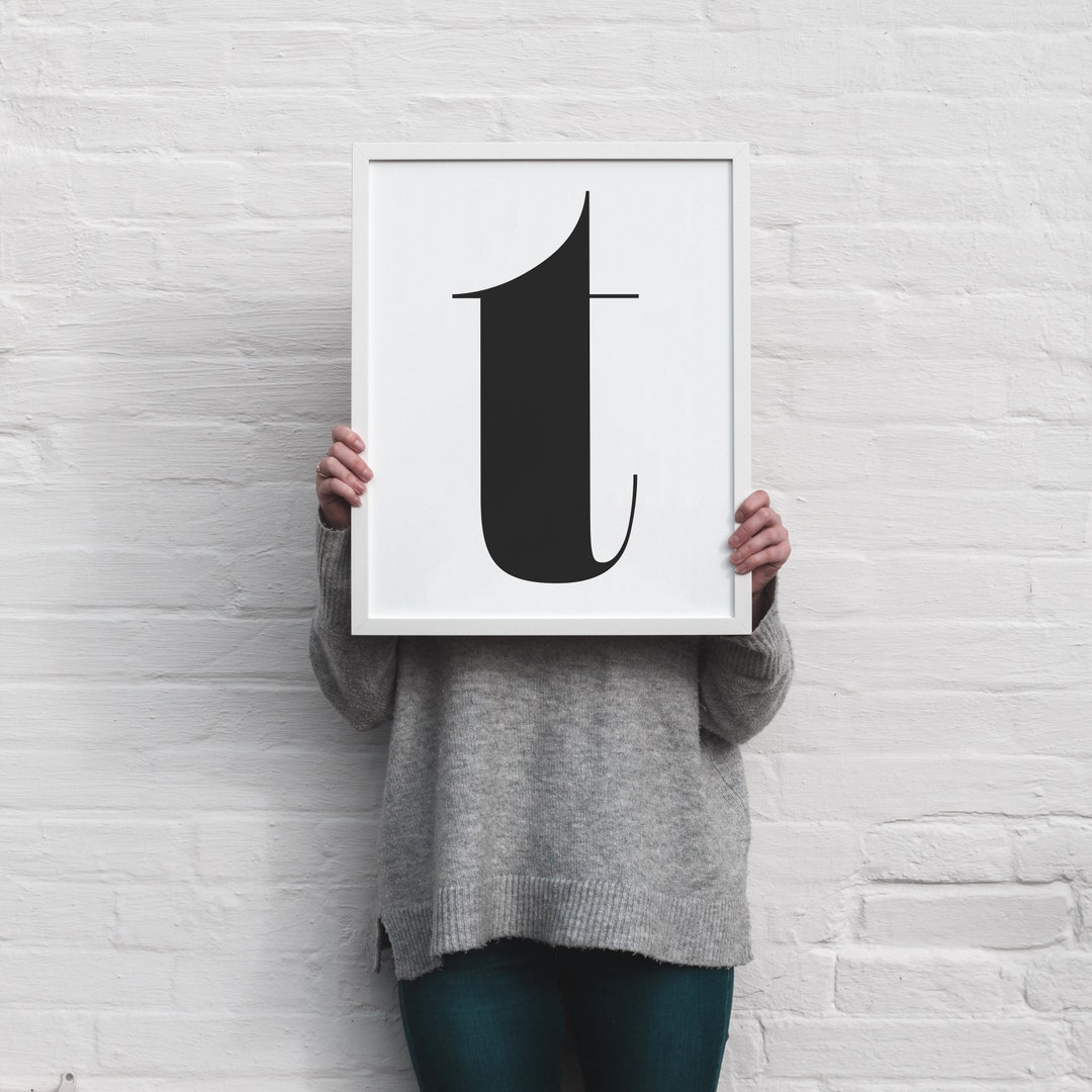 Big Initial Letter T - Instant Download Printable Wall Art - Black ...