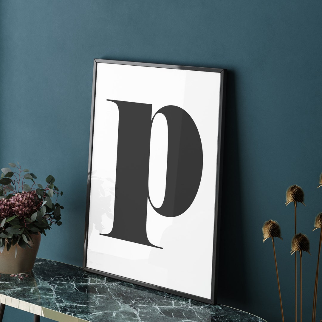 Big Initial Letter P - Instant Download Printable Wall Art - Black ...