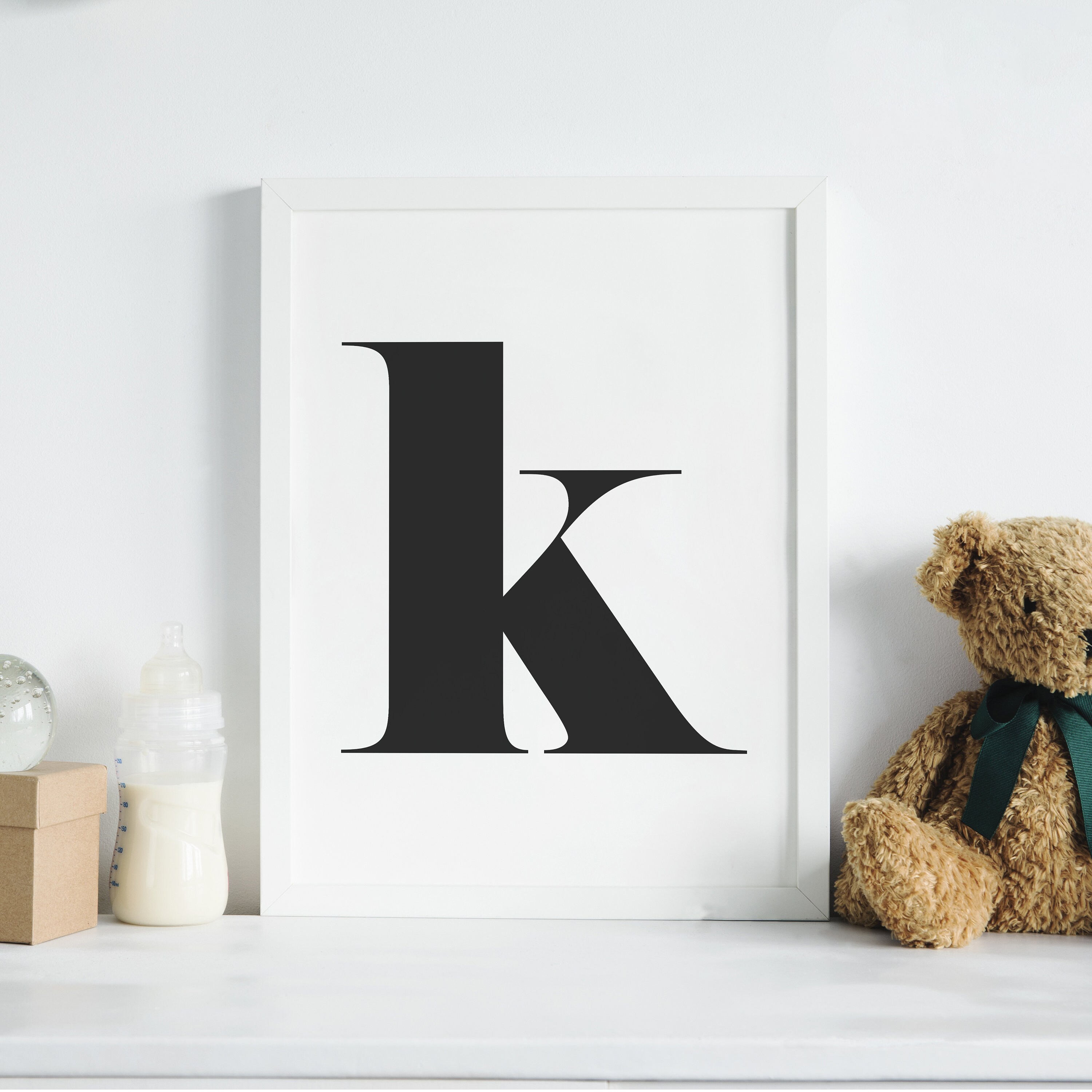 Big Initial Letter K - Instant Download Printable Wall Art - Black ...