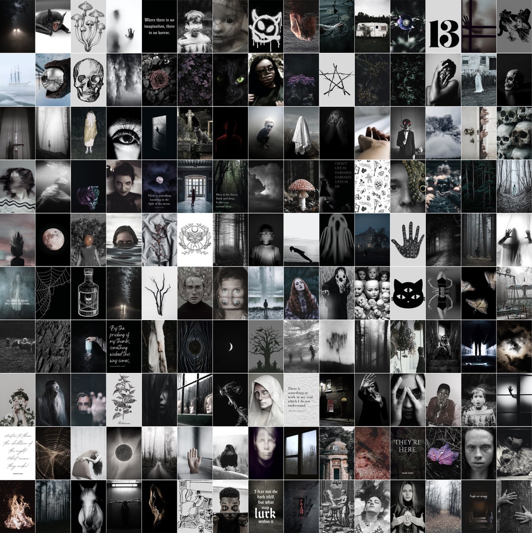 150pcs Creepy Goth Aesthetic Wall Collage Set, Witchy Haunted, Strange ...