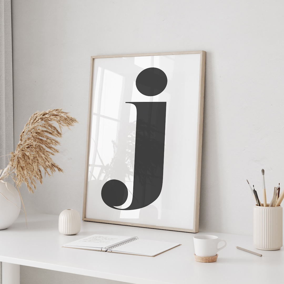 Big Initial Letter J - Instant Download Printable Wall Art - Black ...