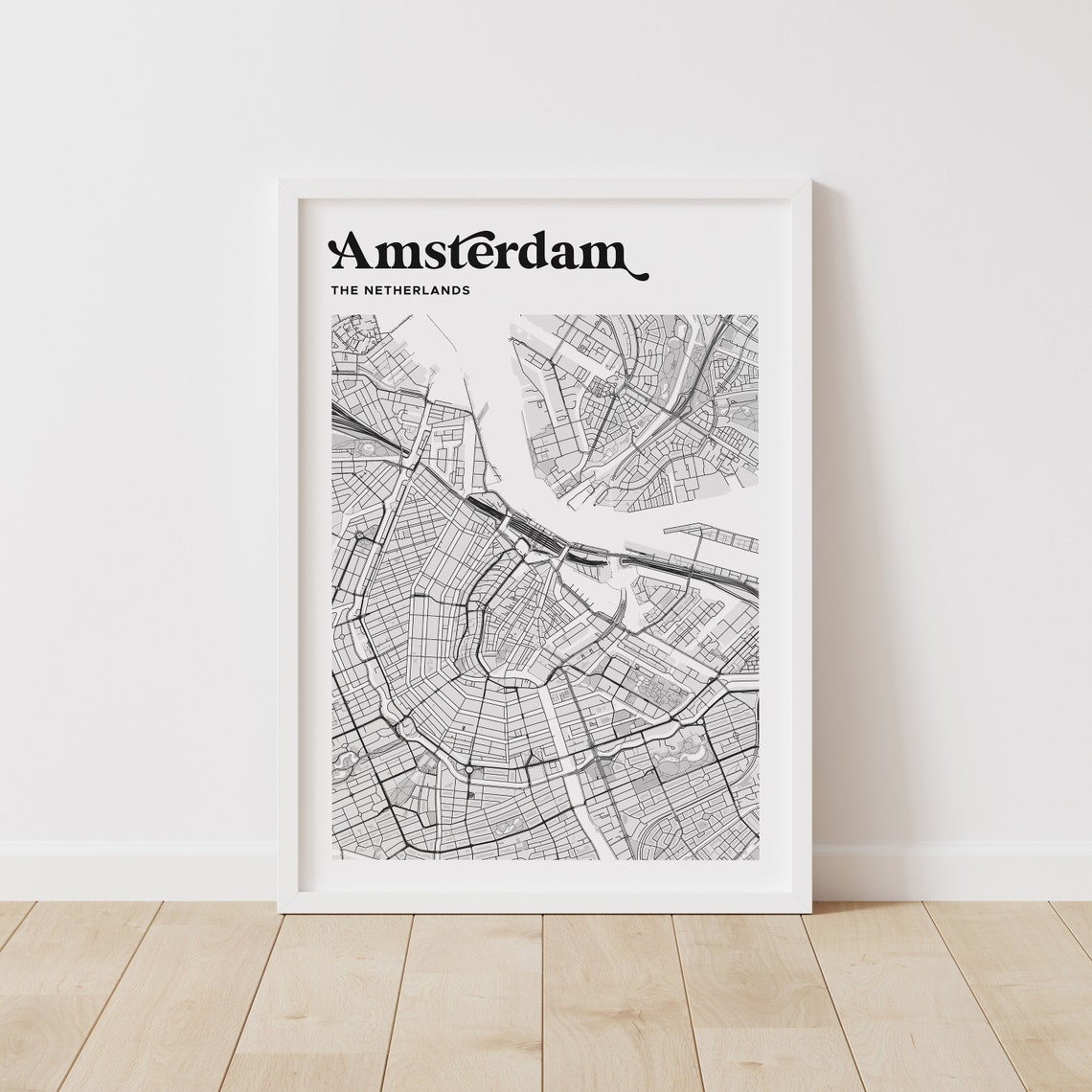 Map of Amsterdam - Instant Download Printable Wall Art - Black and ...