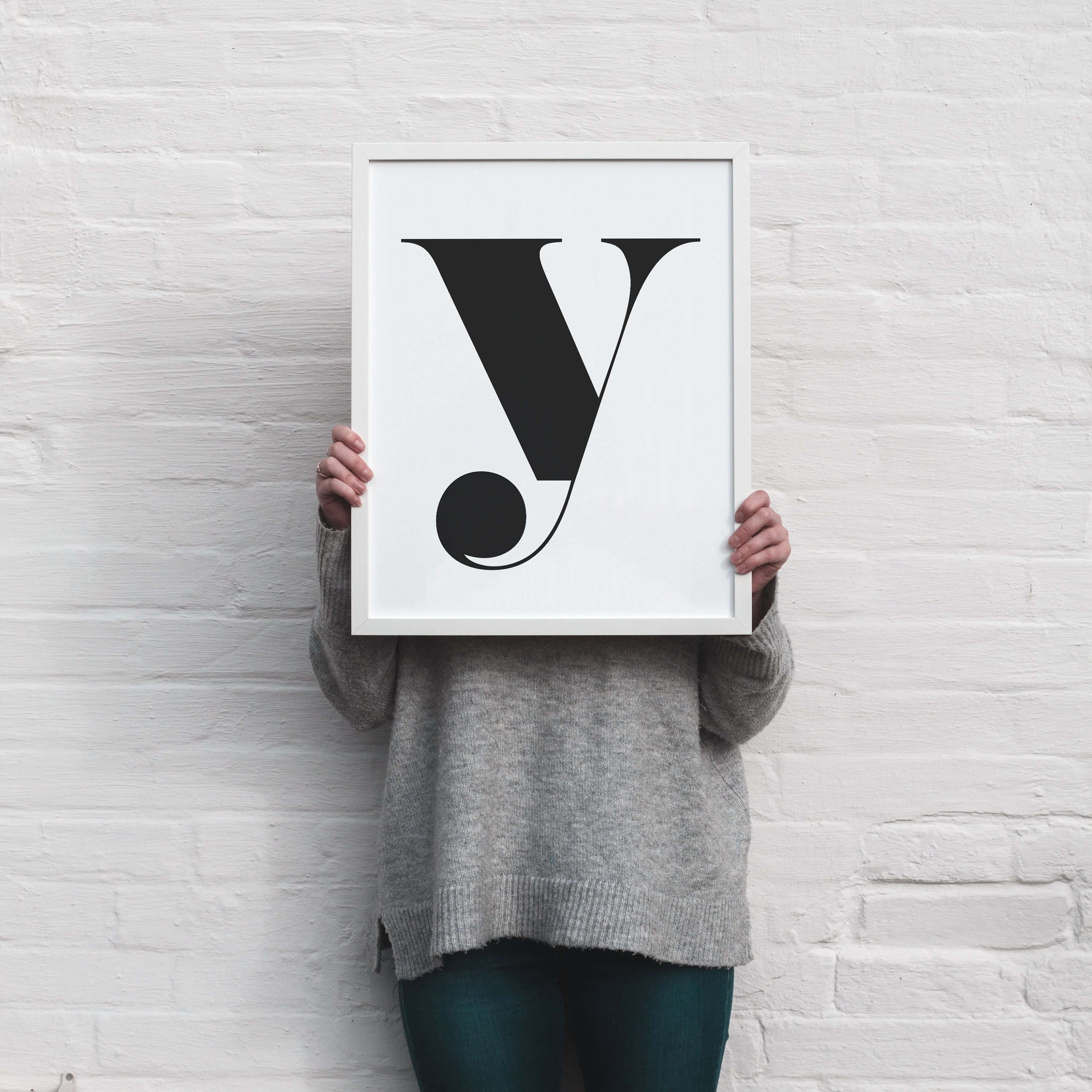 Big Initial Letter Y - Instant Download Printable Wall Art - Black ...