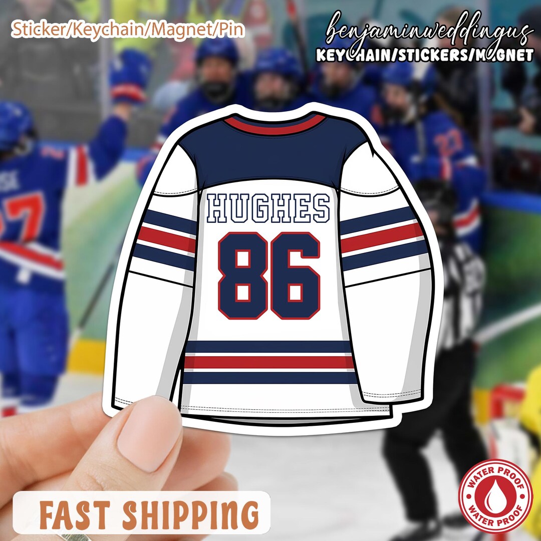 Jack Hughes Team USA Hockey 86 Sticker – Ice Hockey Jersey Decal, USA ...