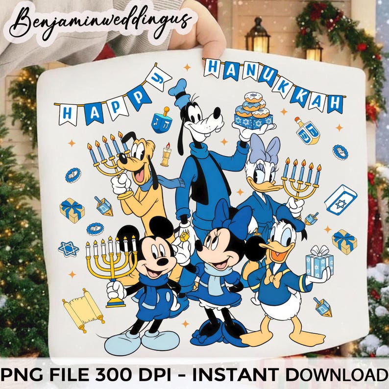 Disney Hanukkah PNG Mickey Friends Sublimation Design - Etsy