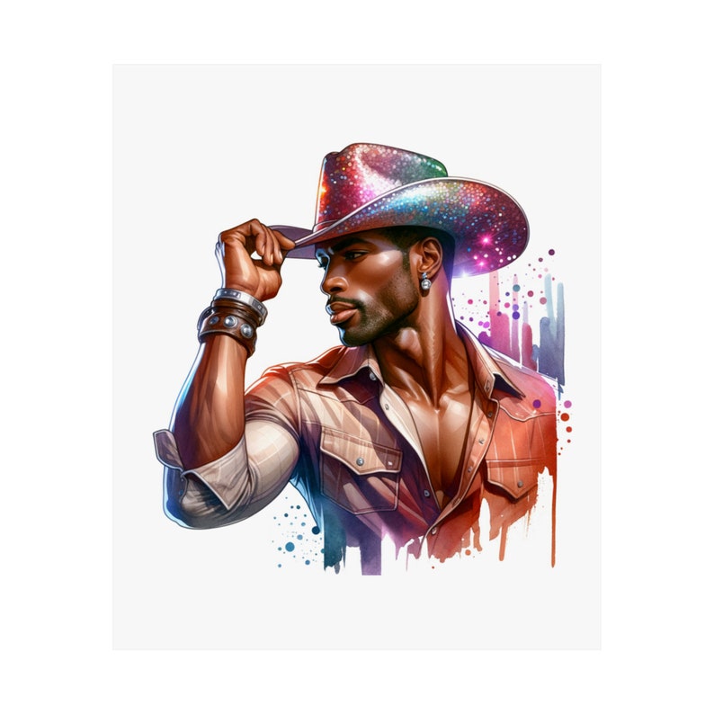 Dancing Glitter Disco Cowboy Watercolor Poster Print, Cowboy Aesthetic ...