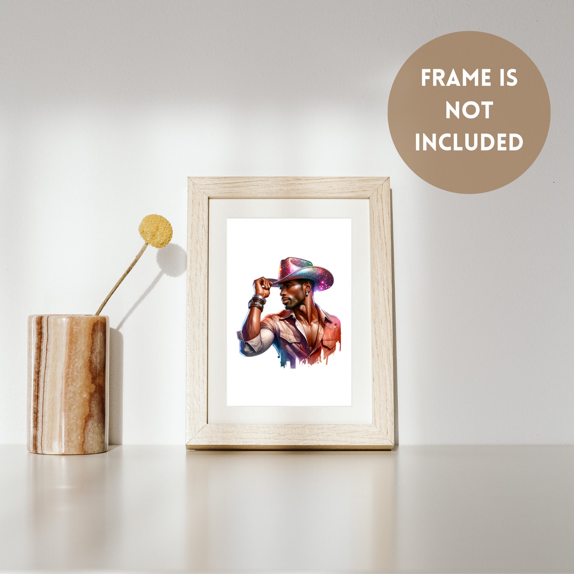 Dancing Glitter Disco Cowboy Watercolor Poster Print, Cowboy Aesthetic ...