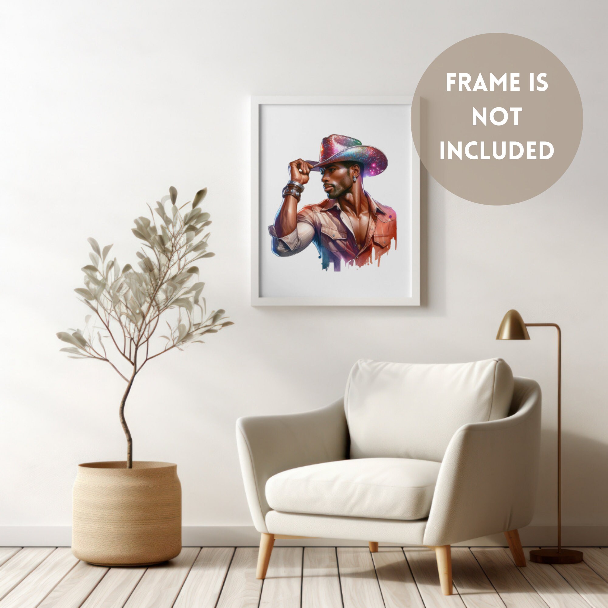 Dancing Glitter Disco Cowboy Watercolor Poster Print, Cowboy Aesthetic ...