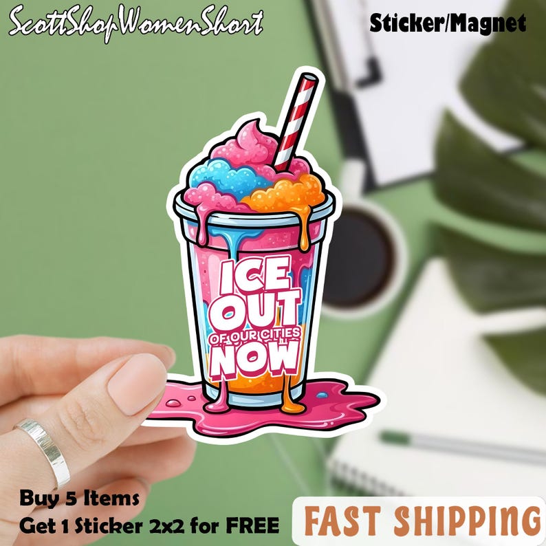 ICE Out Now Sticker – Anti-ice Protest Sticker, Immigration Justice ...