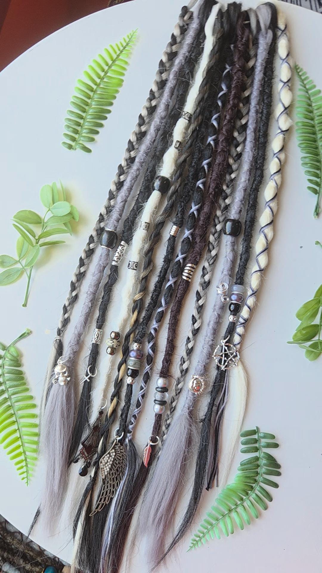 Long Goth Dreadlock Extensions W Crystals (12 X 20, 22, 24 Inch) Gothic ...