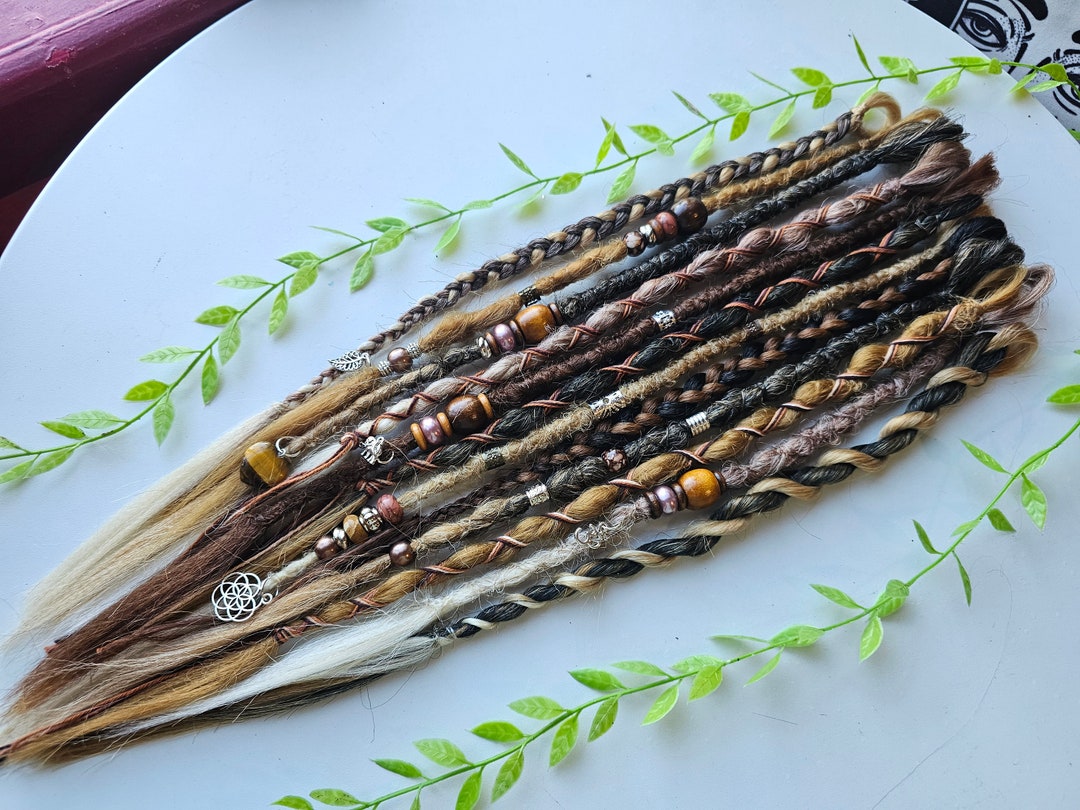 12 20 Inch Mix Brown and Blonde Dreadlock Extensions With Feather Om ...
