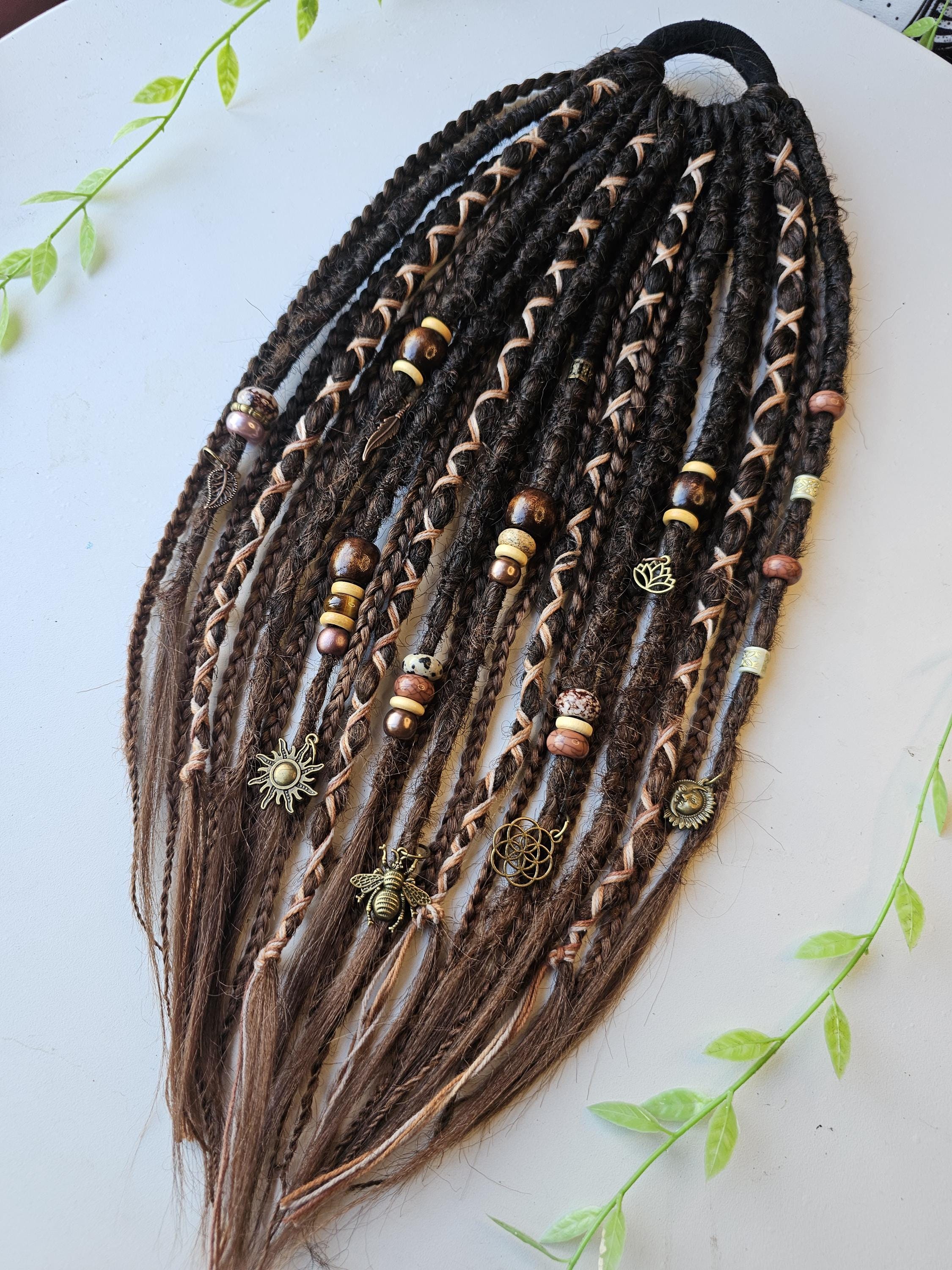 24 18inch Brown Ombre Dreadlock and Braid Extension Pony, Jasper ...