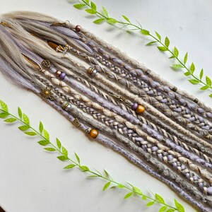 12 22-24inch Mixed Grey Dread Extensions. Viking Style Dreadlock ...