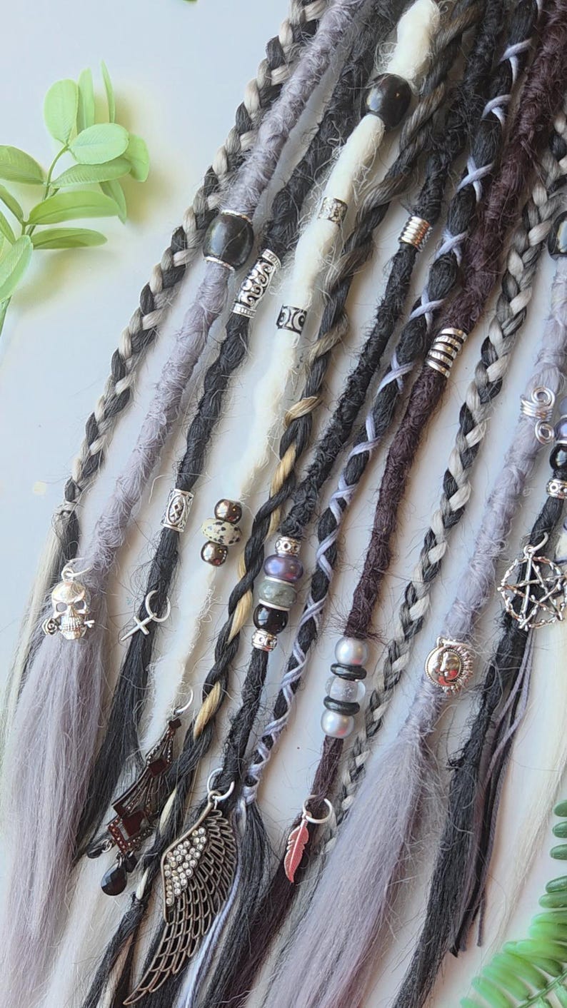 Long Goth Dreadlock Extensions W Crystals (12 X 20, 22, 24 Inch) Gothic ...