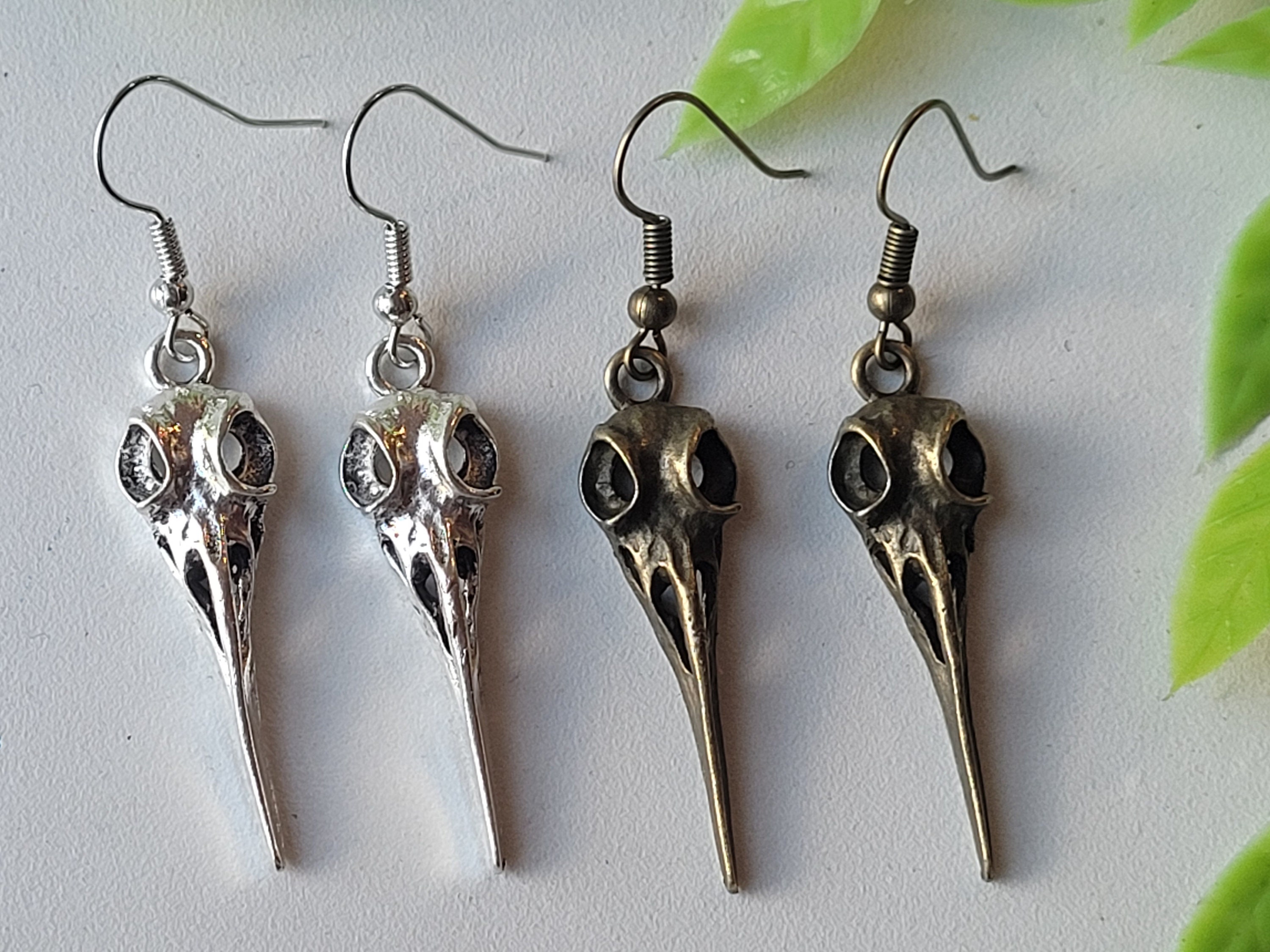 Pagan Viking Style Raven Bird Skull Earring Set - Etsy