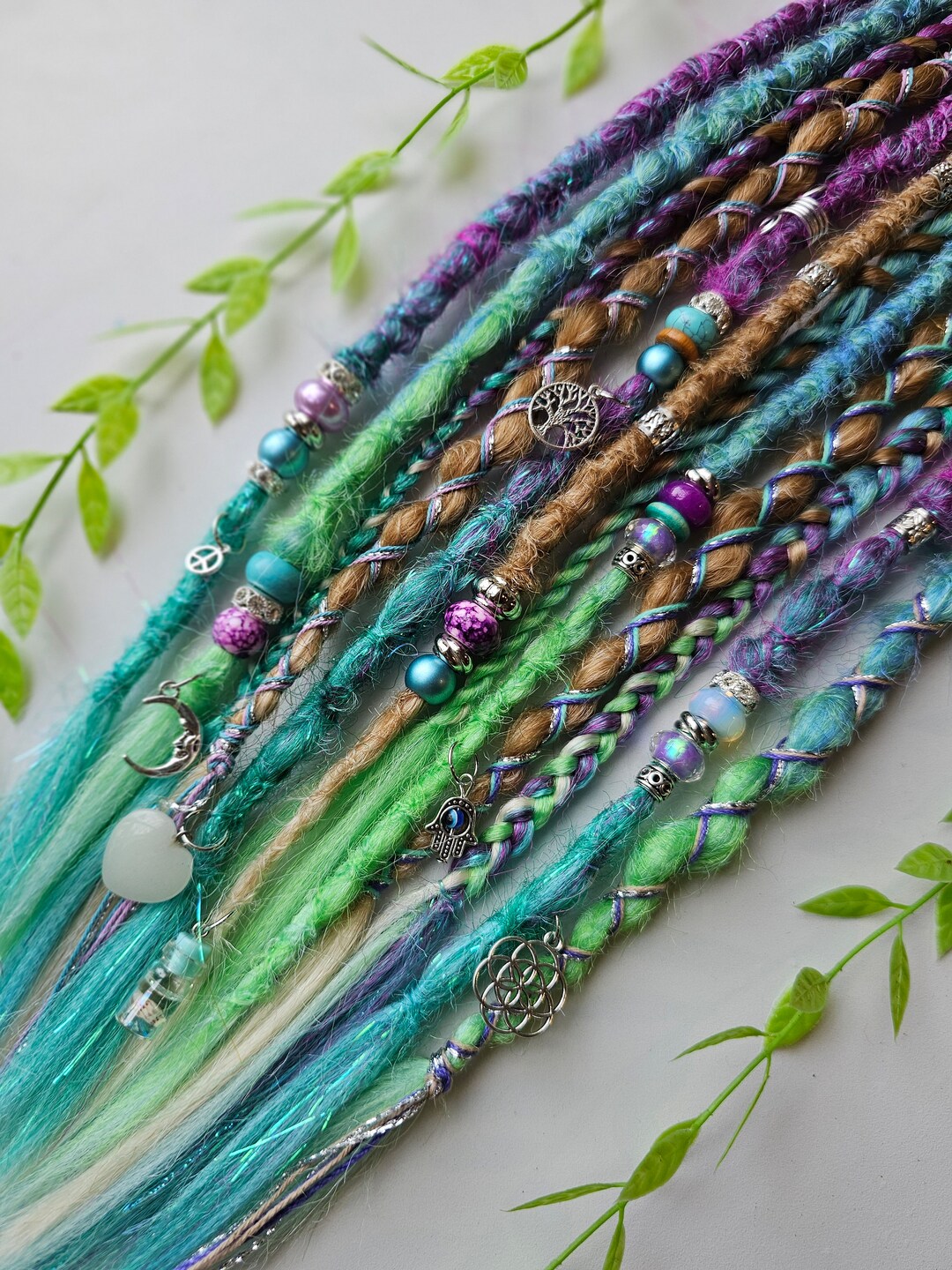 12 20 Inch Mermaid Colour & Blonde Dreadlock Extensions. Opalite, Agate ...