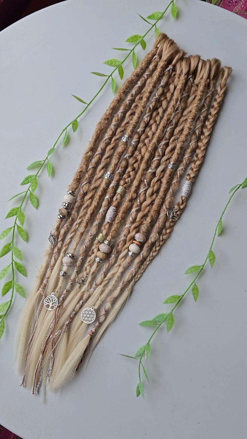 Mid Long Blonde Ombre Dreadlock Extensions With Crystals. Hippie Boho ...