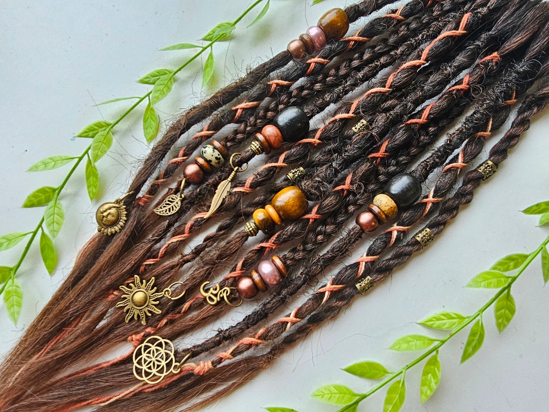 Short Brown Ombre Dreadlock Extensions With Mixed Crystals. (12 X 14 ...