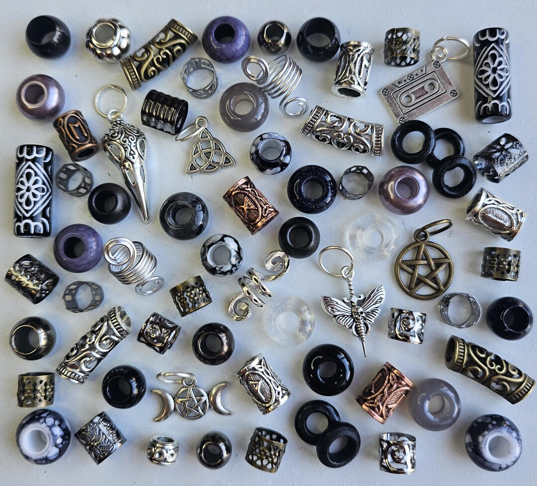 69 Gothic Dread Beads W Onyx, Labradorite Black Goldstone, Smokey and ...
