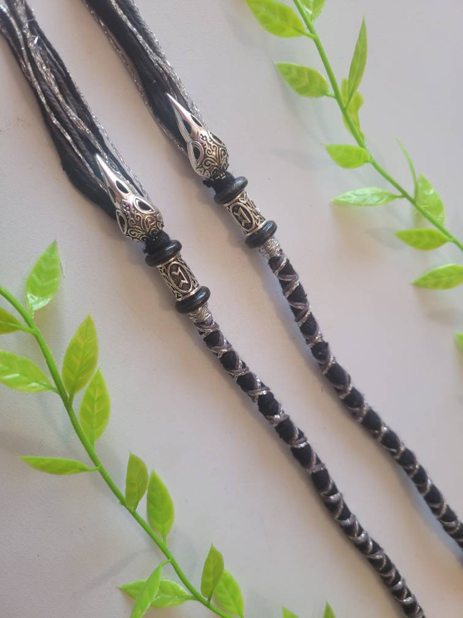 Viking Pagan Style Raven Skull and Rune Hair Wrap Extension in Black ...