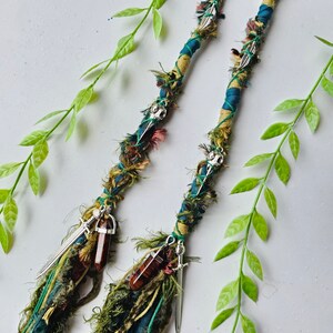 Viking Style & Jasper Crystal Hair Wrap, Green Fairy Loc Extension ...