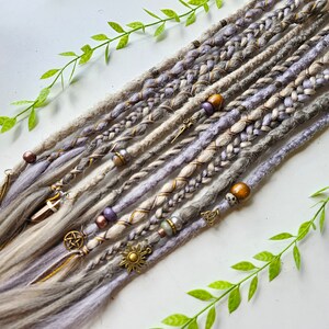 12 22-24inch Mixed Grey Dread Extensions. Viking Style Dreadlock ...