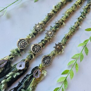 Agate Druzy Crystal Hair Wrap, Green Fairy Loc Extension With Om, Sun ...