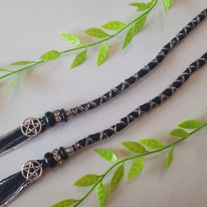 Witchy, Pagan Onyx and Pentagram Pentacle Hair Wrap Extension in Black ...
