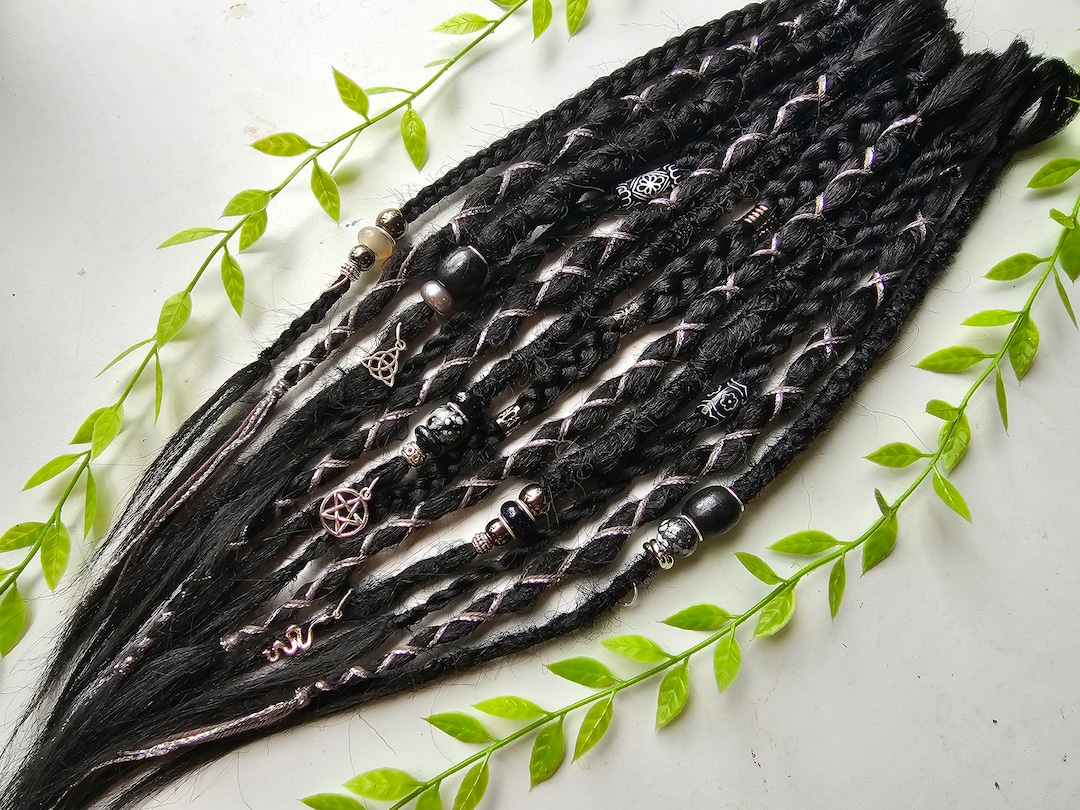 Mid Length Black Gothic Dreadlock Extensions With Crystals ( 12 X 18 ...