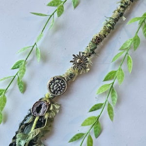 Agate Druzy Crystal Hair Wrap, Green Fairy Loc Extension With Om, Sun ...