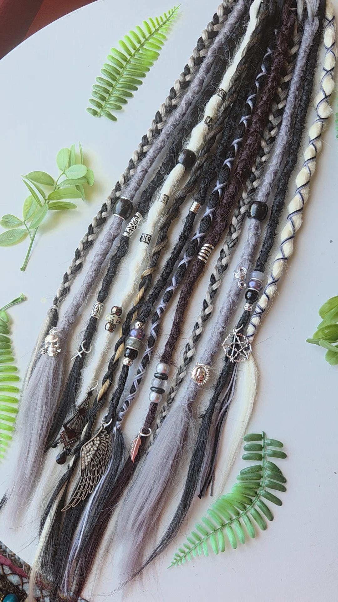 Long Goth Dreadlock Extensions W Crystals (12 X 20, 22, 24 Inch) Gothic ...