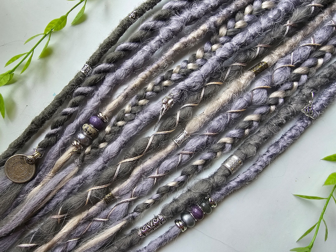 12 Extra Long Mixed Grey Dread Extensions. Lagatha Inspired Gray ...