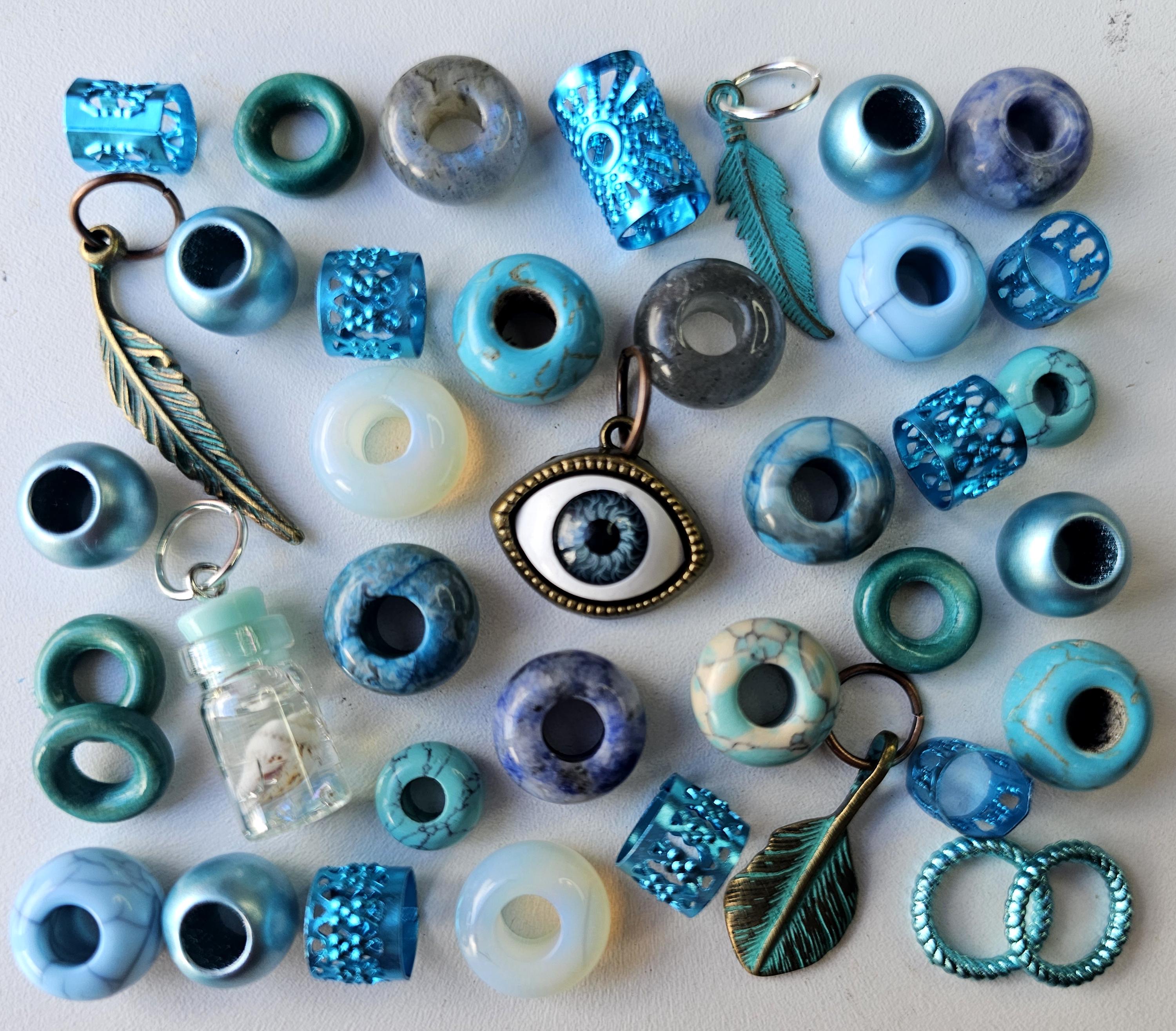 40 Blue Dread Bead Mega Pack With Opalite, Agate, Sodalite & Howlitee ...