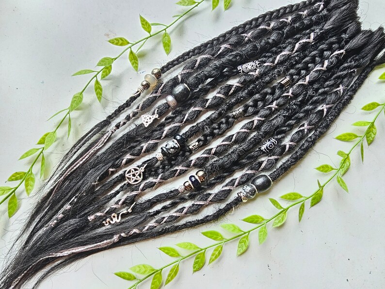 Mid Length Black Gothic Dreadlock Extensions With Crystals ( 12 X 18 ...