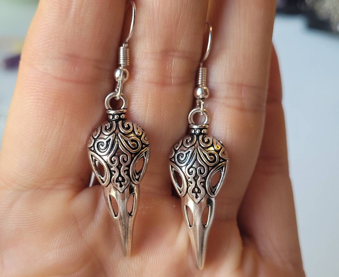 Pagan Viking Style Raven Bird Skull Earring Set - Etsy