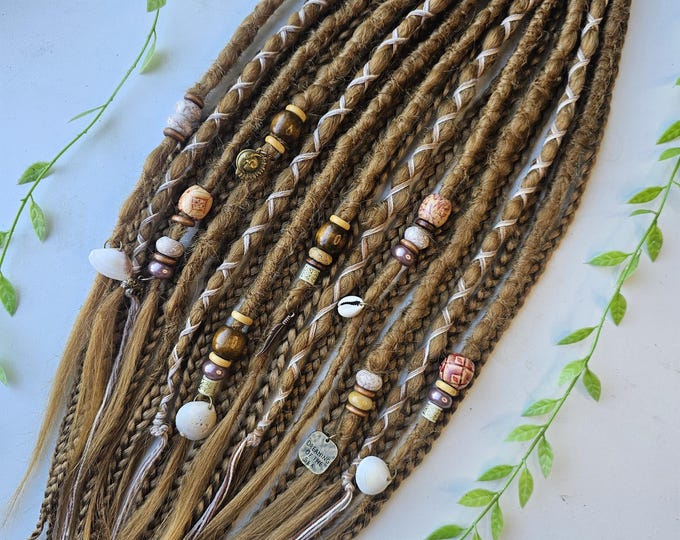 24 22 Inch Dreadlock & Braid Extension Pony, Yellow Jade and Jasper ...