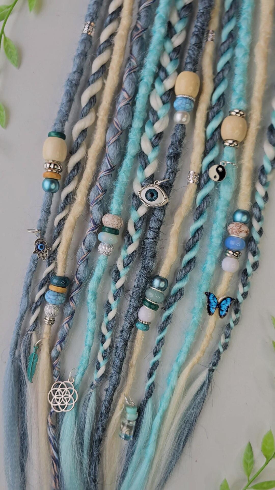 Long Ice Blonde & Blue Dreadlock Extensions With Crystals ( 12 X 20 ...