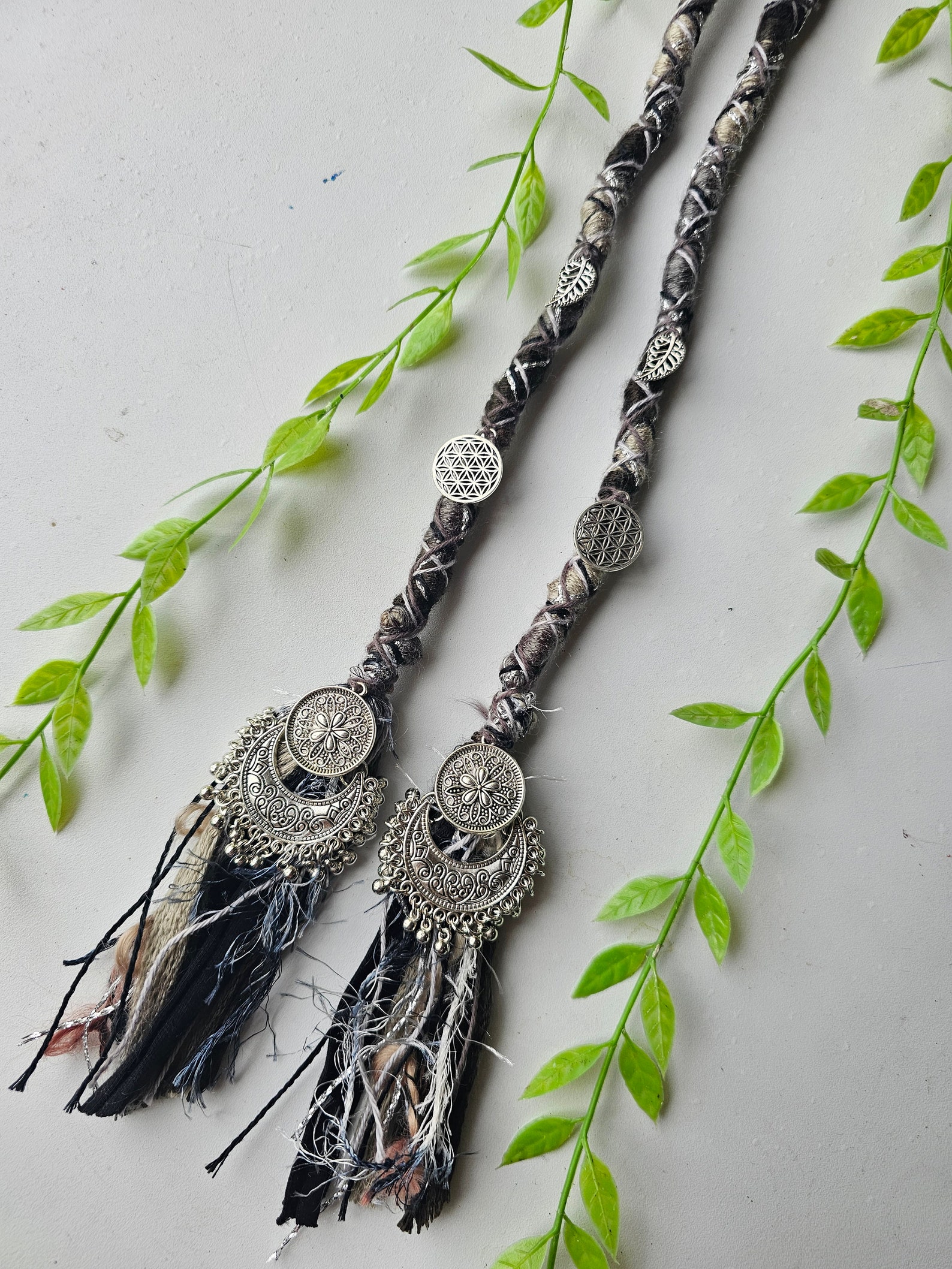 Gothic Bohemian Hair Wrap Extension With Filigree, Leaf and Sacred ...