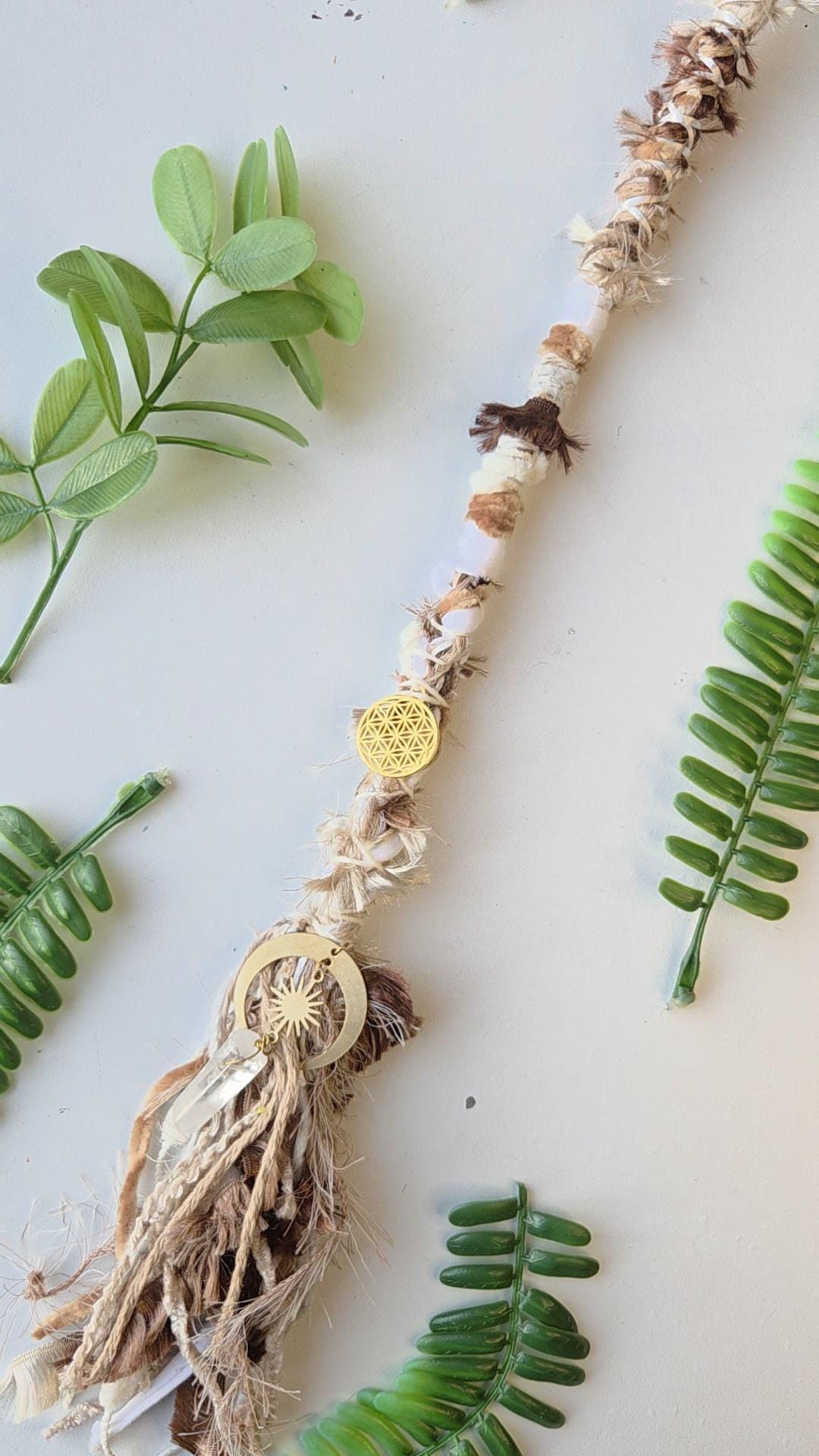 Clear Quartz Crystal Hair Wrap Extension With Sacred Geometry Seed of ...