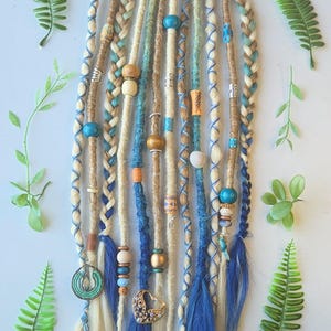 Long Blonde Ombre & Blue Dreadlock Extensions With Crystals ( 12 X 24 ...