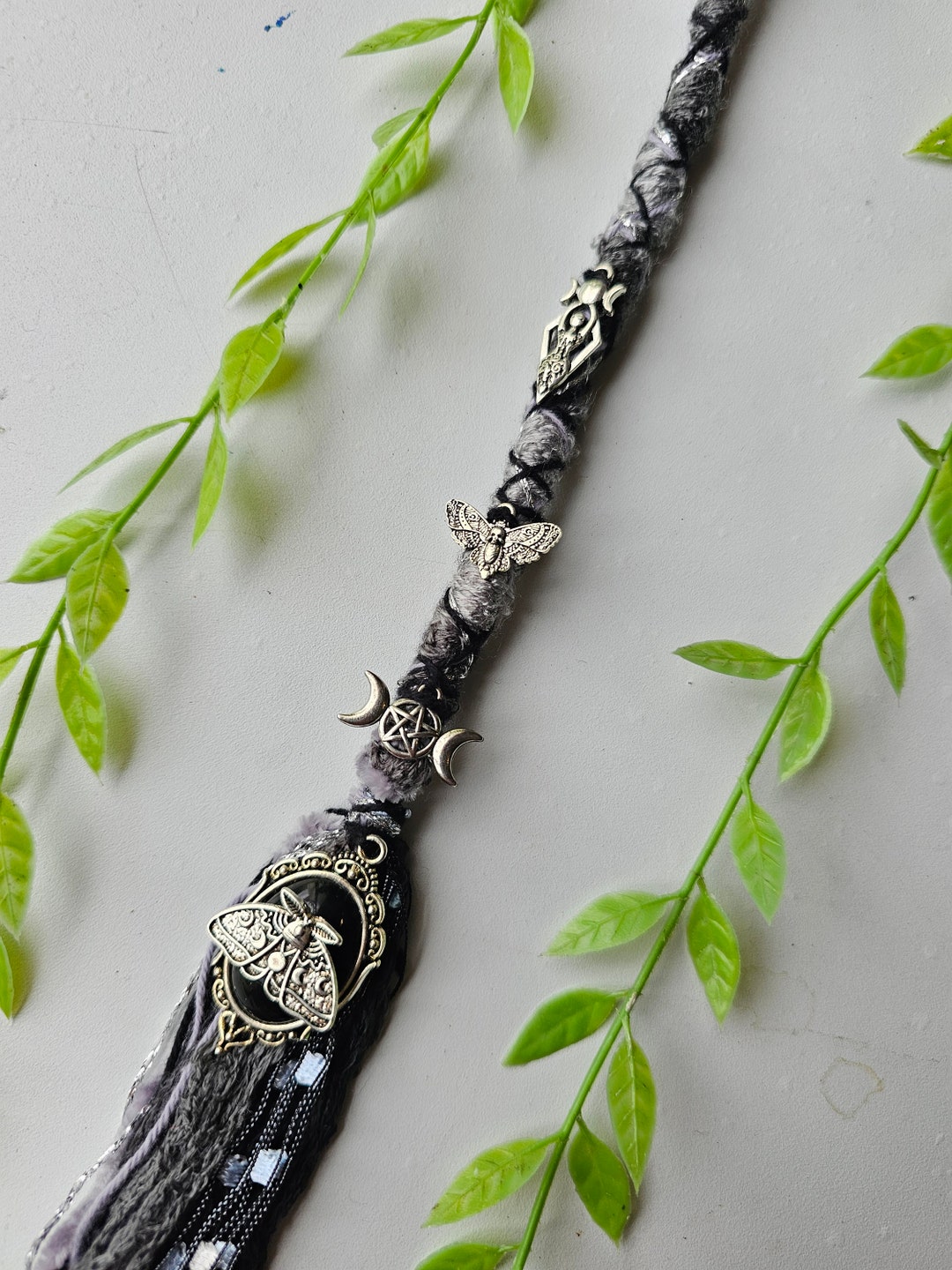 Death Moth Goth Hair Wrap Extension With Pentagram, Triple Moon and ...