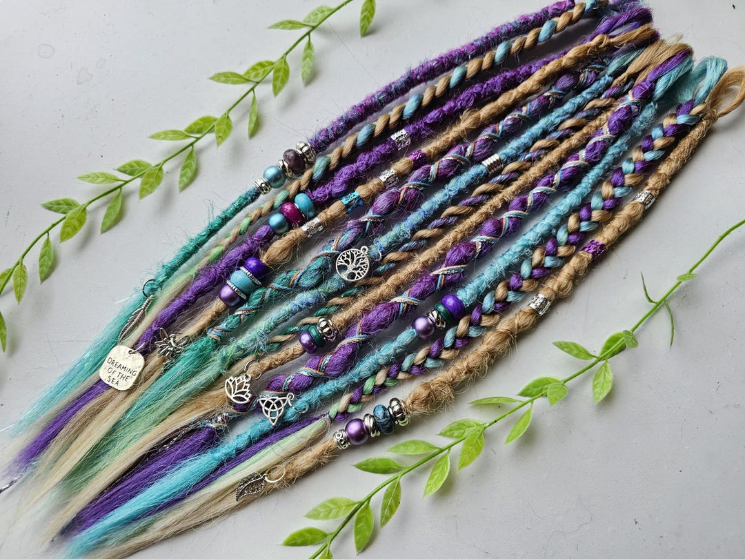 12 16-17 Inch Mermaid Colour & Blonde Ombre Dreadlock Extensions. Agate ...