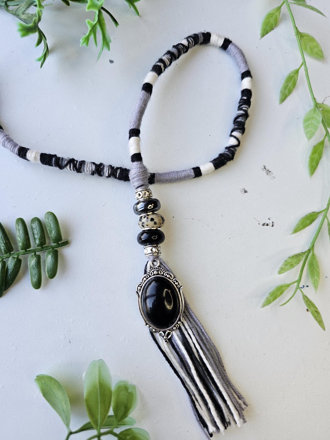 Goth Hair Wrap Extension in Black, White, Grey. Witch Style Mixed ...
