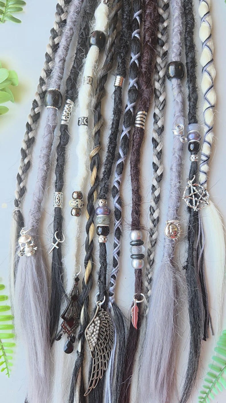 Long Goth Dreadlock Extensions W Crystals (12 X 20, 22, 24 Inch) Gothic ...